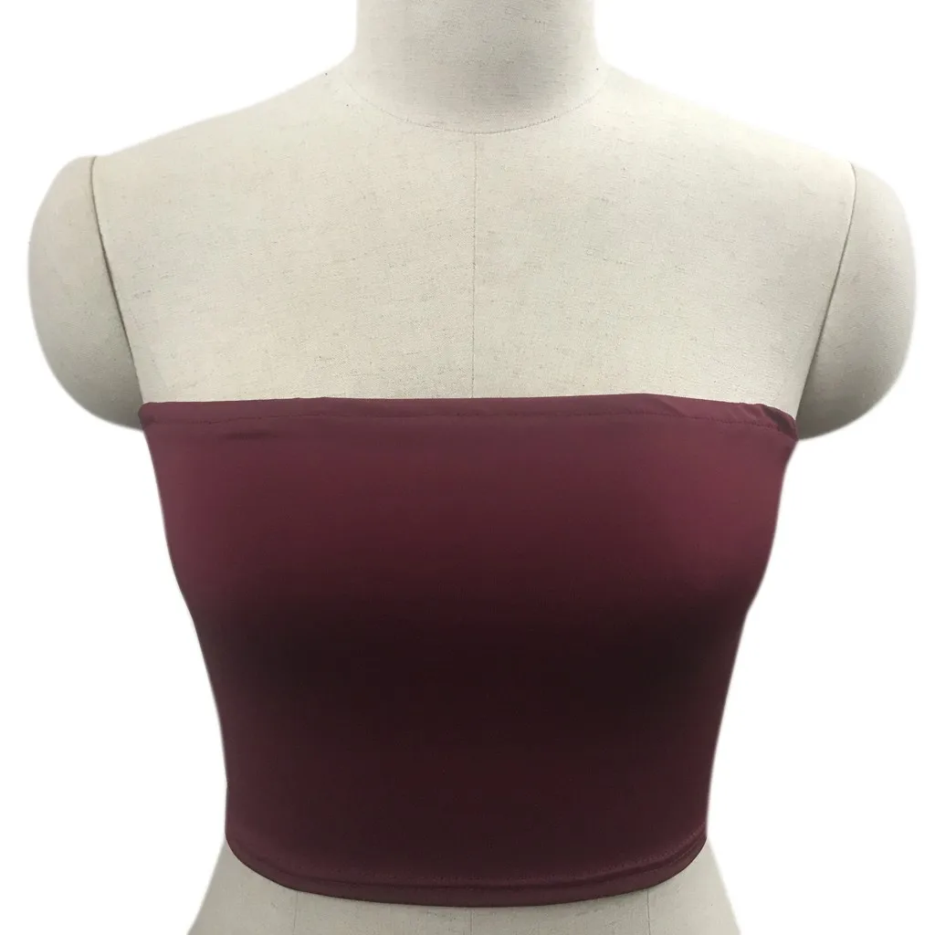 Feitong/без рукавов Топы без бретелек Сексуальная Женская однотонная ...