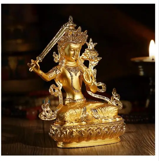 15cm tall Buddhism HOME efficacious Protection bless family Safe Gold ...