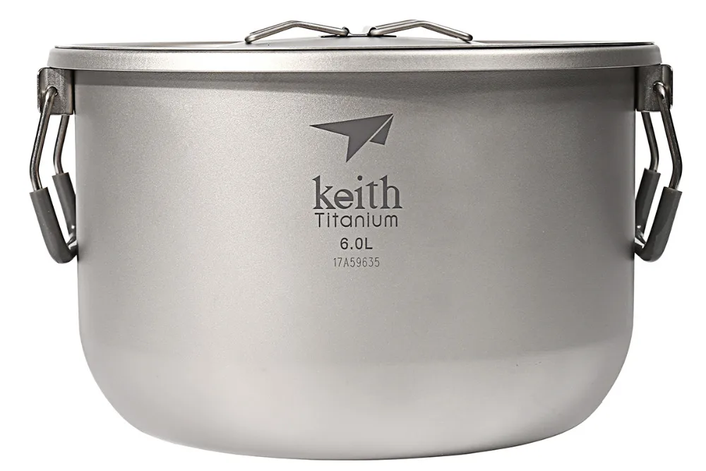 Keith Titanium Camping Outdoor Picnic Cooking Pot 6L Ti8301 w/ Mesh bag ...