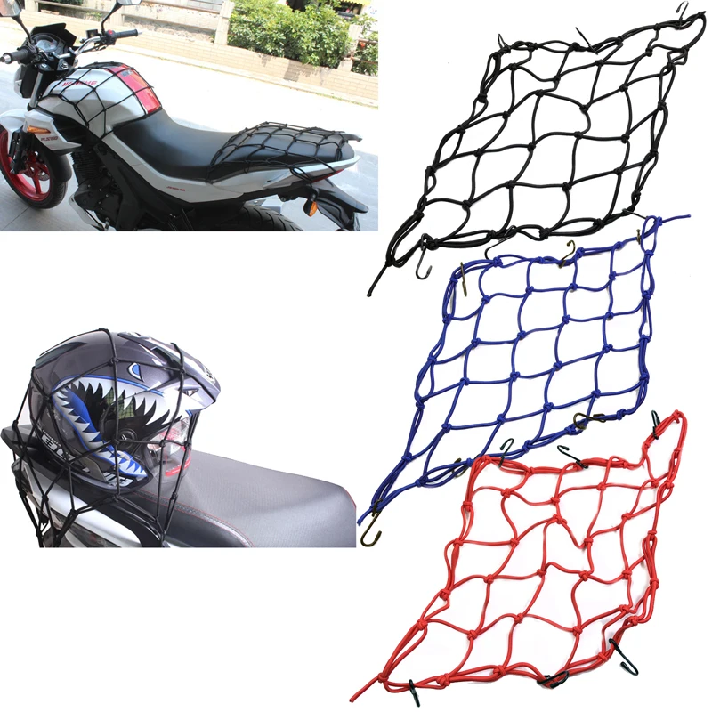 JEAZEA Motorcycle 40*40cm 6 Hooks Hold Down Fuel Tank Luggage Net ...