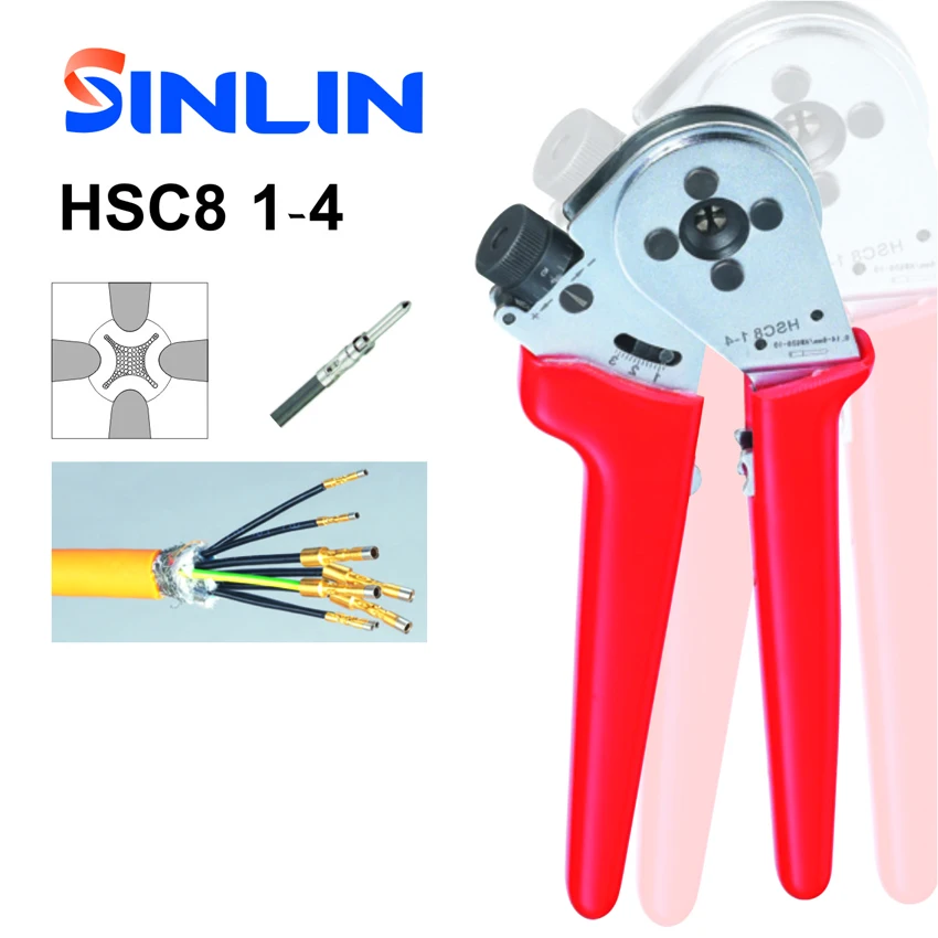 HSC8 1 4 Four Mandrel Crimp Plier For Turned Contacts 26 10AWG 0.14 6mm ...