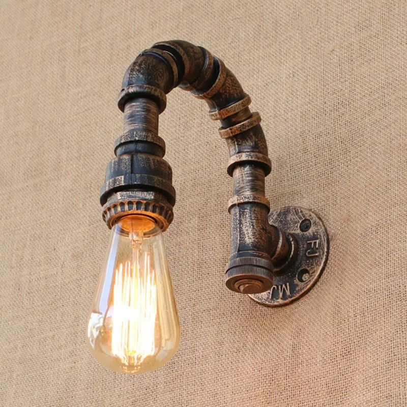Steam punk iron rust Water pipe retro wall lamp E27 LED sconce wall ...