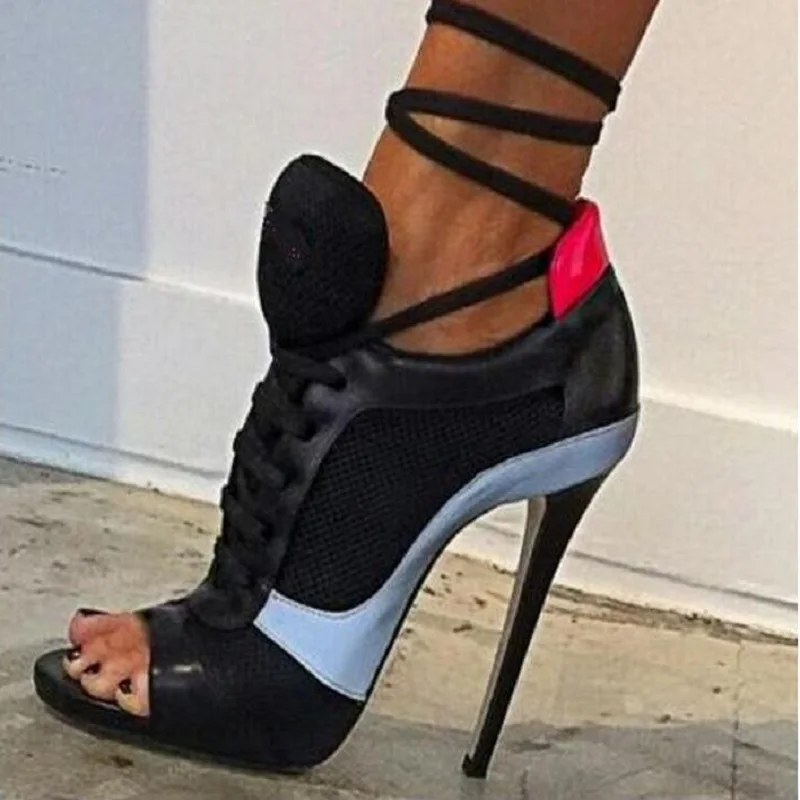 leather Mixed colors shoes women sandals peep toe Faux Suede summer ...