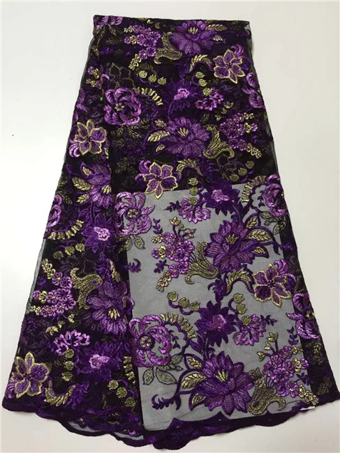 Tela de encaje de red francesa 2018 de lujo púrpura + tela de encaje de ...