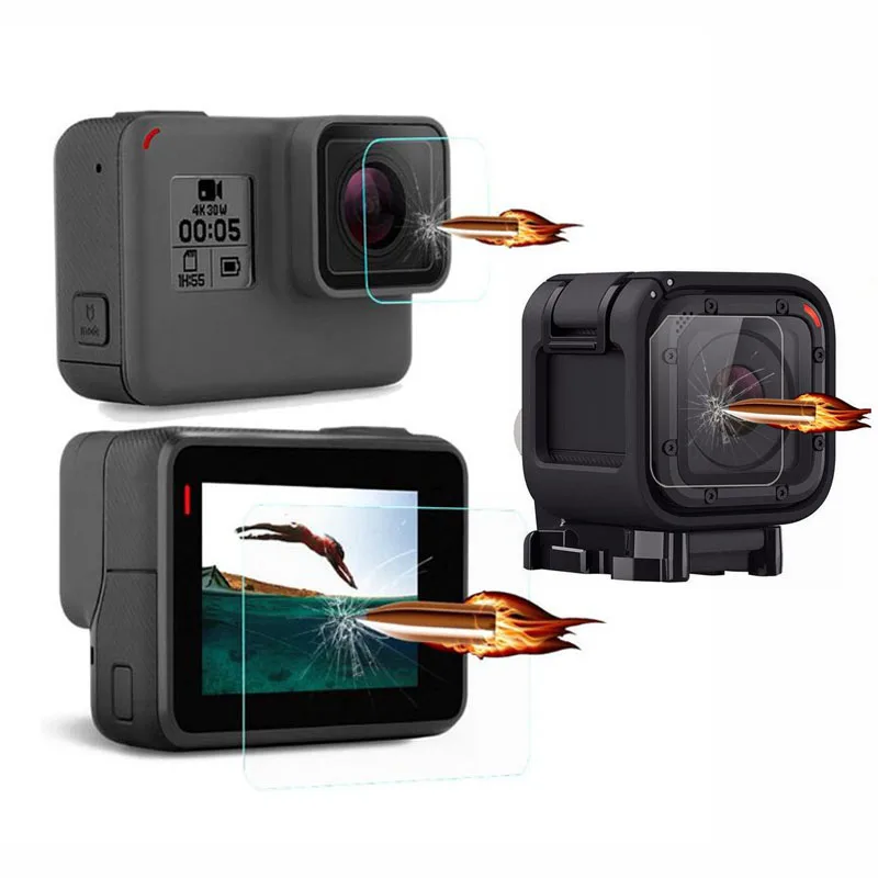 Tempered Glass Protector Cover Case For GoPro Go Pro Hero 5 6 7 Black 4 ...