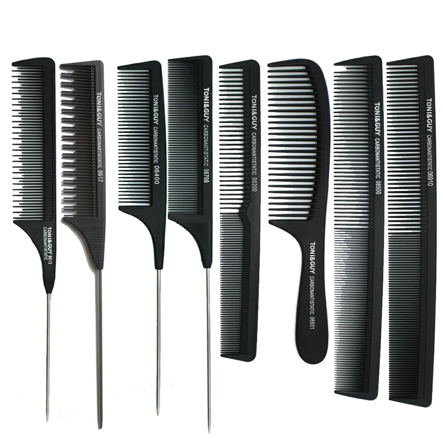 8pcs/ Lot ! PROFESSIONAL Salon Combs Hair Cutting Carbon Fiber Comb Rat ...
