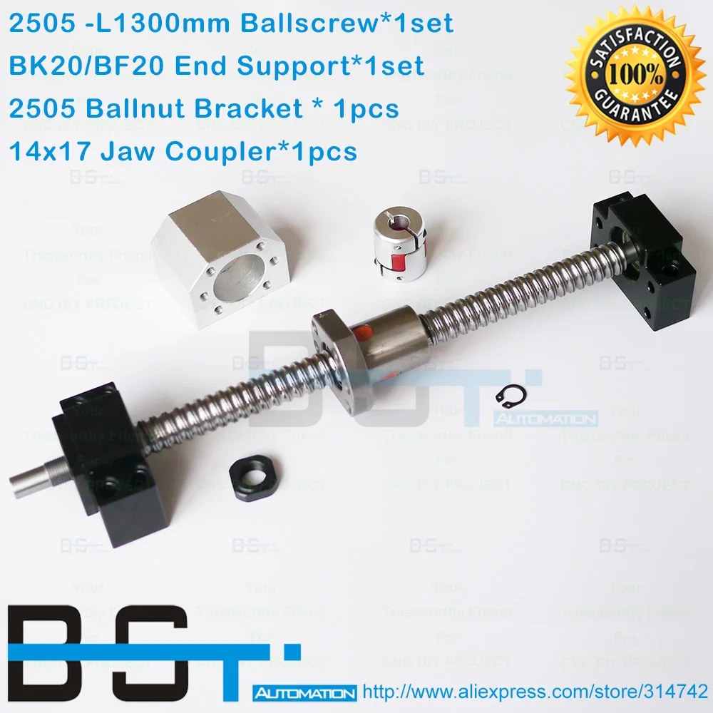 25mm 2505 Ball Screw Rolled C7 ballscrew 1300mm +SFU2505 Ballnut + Nut ...