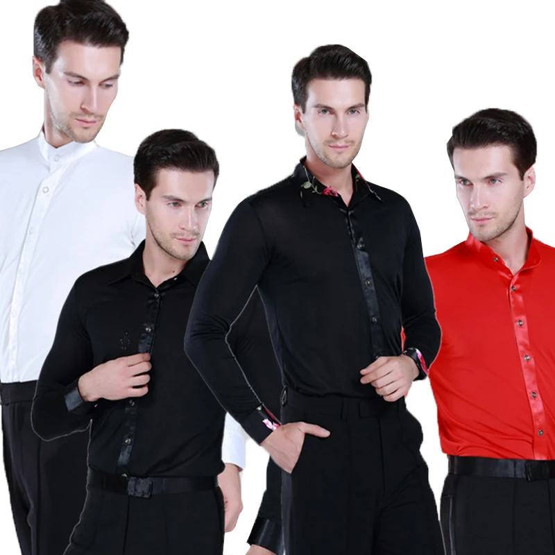 Mens Latin Dance Shirt Boy Men's Ballroom Shirts Modern Rumba Stage ...