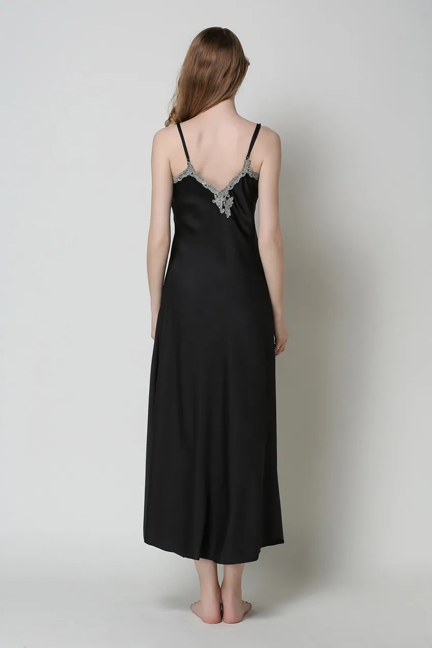 Beautiful Satin Floral Nightgown with Embroidery