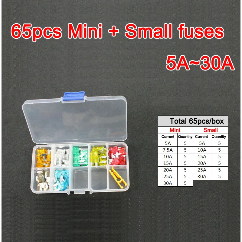 65pc-Assorted-Micro-Mini-Small-Blade-Fuse-5A-7-5A-10A-15A-20A-25A-30A ...