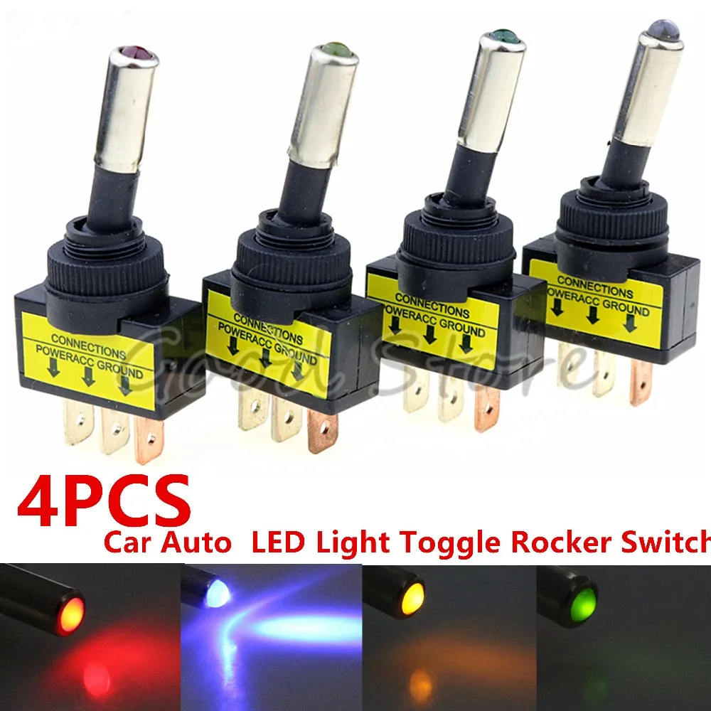 자동차 자동 Led 라이트 토글 로커 스위치 차량 보트용 3 핀 Spst Onoff 판매 12v 20a 4 개스위치