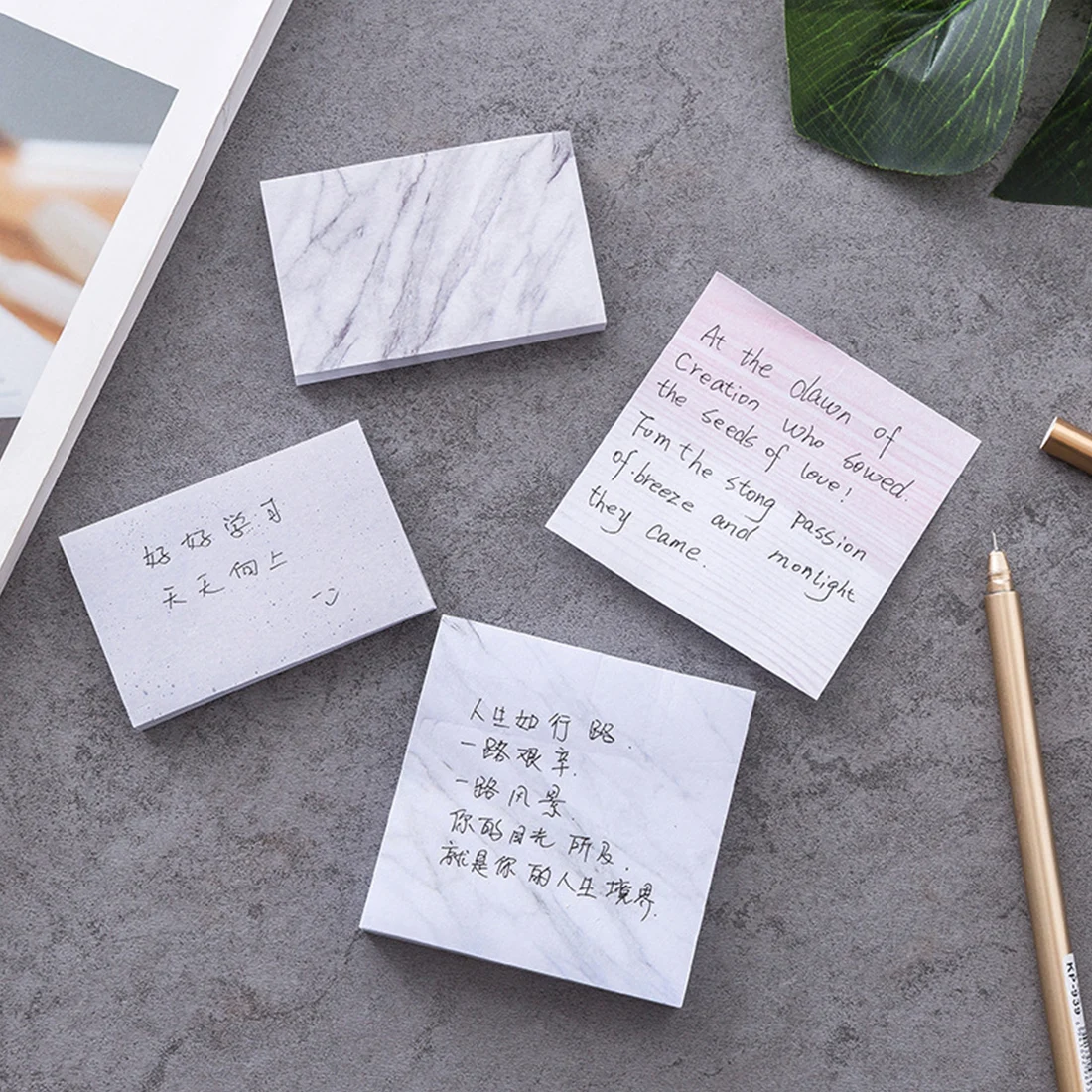 Creative Marble Stone Color Sticky Note Memo Pad Office Planner Sticker ...