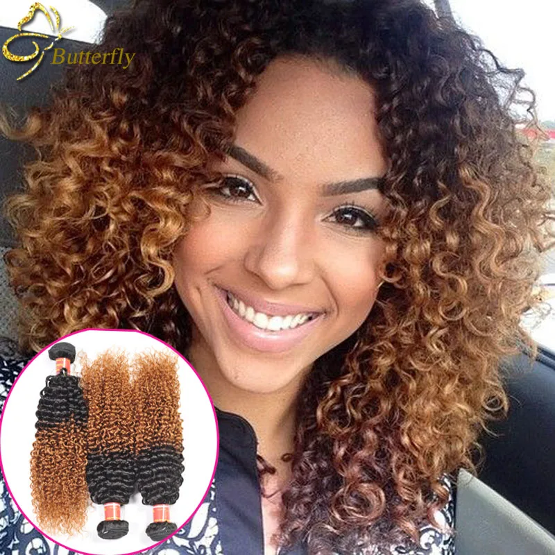 Loira Kinky Curly Brasileiro Virgem Cabelo 1b 27,30 Ombre Crespo ...