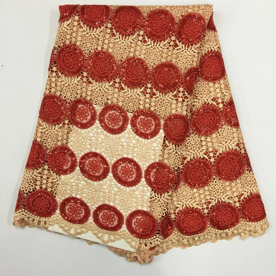 2018 Red Organza French Laces Fabric Sequins Flower Embroidery High ...