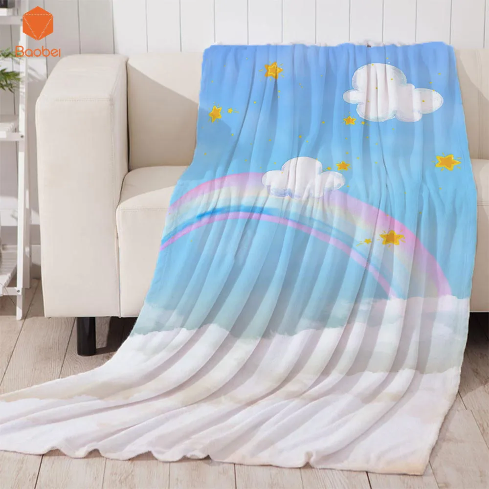 Blue sky and white clouds Rainbow Nap blanket Super Soft Throw Blanket ...