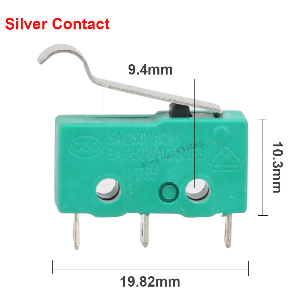 5A 125/250VAC micro switch 1NO 1NC 3 pin long level arm limit tact ...