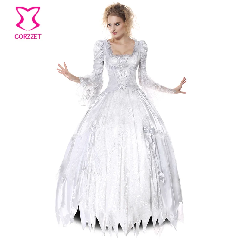 Hot Deluxe Sexy Zombie Ghost Bride Costume Victorian Ball Gown ...