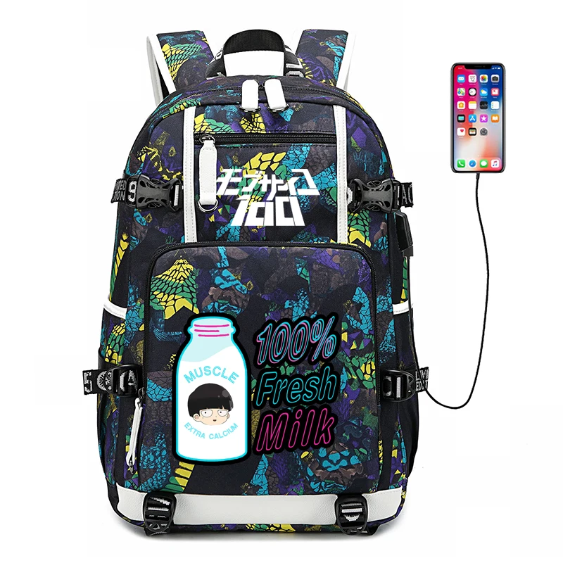Mob Psycho 100 Women Backpack Large Travel Bagpack Usb Charging Laptop ...