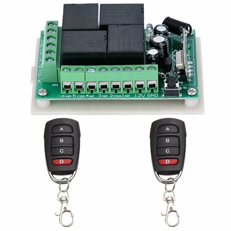 New Arrival 1 Set 12V 4CH Channel 433mhz Relay RF Wireless Remote ...