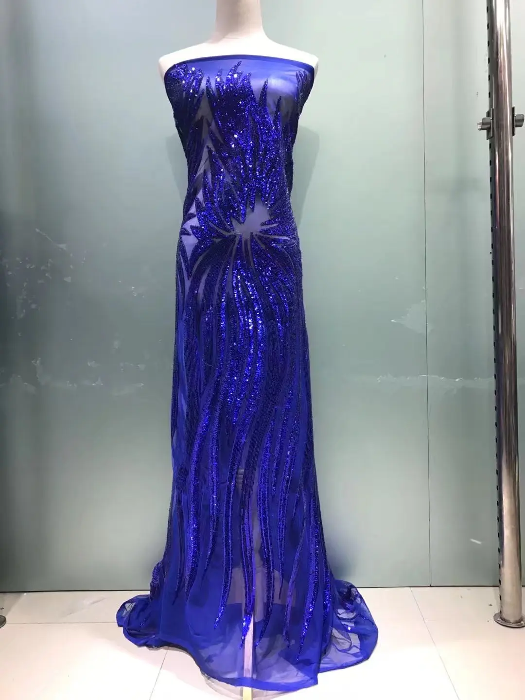 아프리카 프랑스어 레이스 스팽글 큰 프랑스 레이스 아프리카 레이스 원단 자수 레이스 5ylot Jl1527 로얄 블루lace With Sequinsafrican