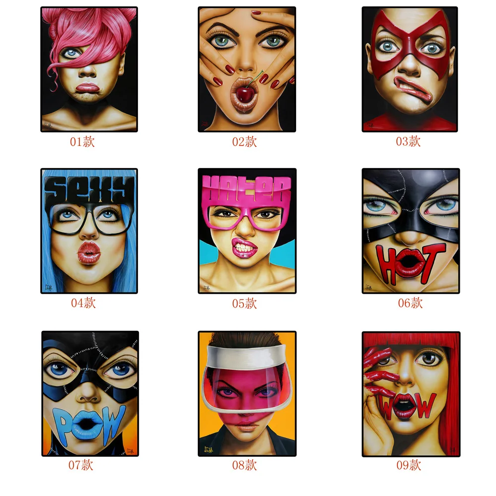 Nordic Women's Facial Expression Package Abstract Poster Modern Canvas ...