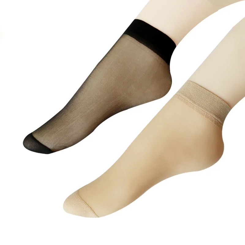 Skritts 5/10 Pairs Summer Female Short Socks Women's Thin Crystal Nylon ...