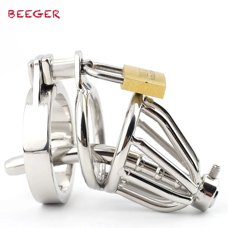 Beeger Nieuwe Kleine Mannelijke Kuisheidskooi Metal Cock Ring Rvs