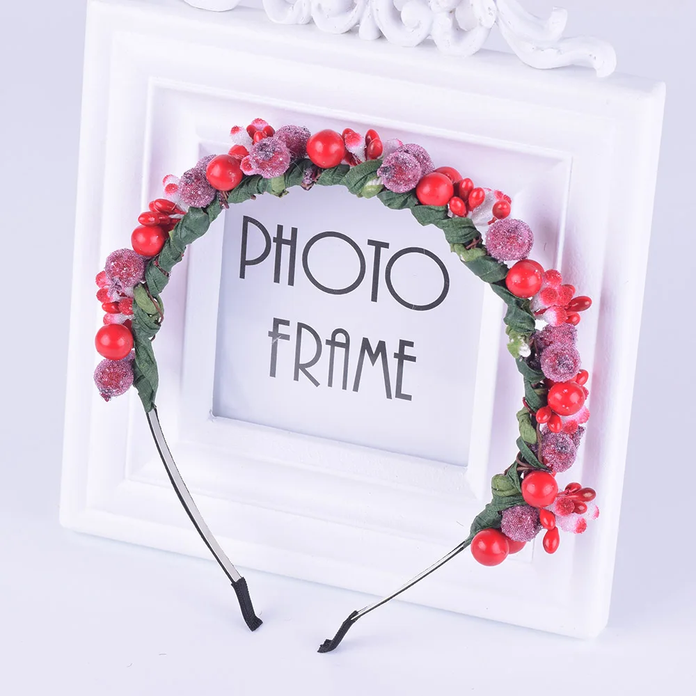 Bagas vermelhas Mulheres Headband Meninas Cabeça Coroa de Flores De ...