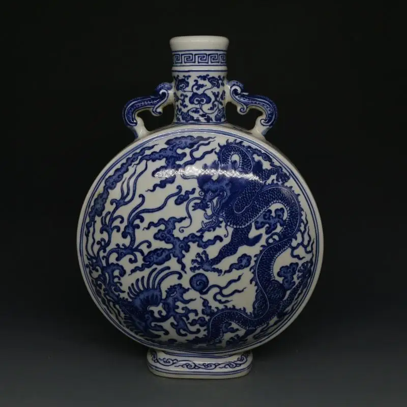 4 jarrones de porcelana antiguos de la serie QingDynasty, botella plana ...