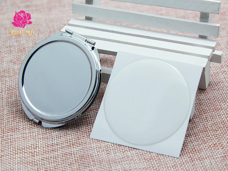 5 Kits 50mm Silver Blank Compact Mirror Round Metal Make Up Pocket ...