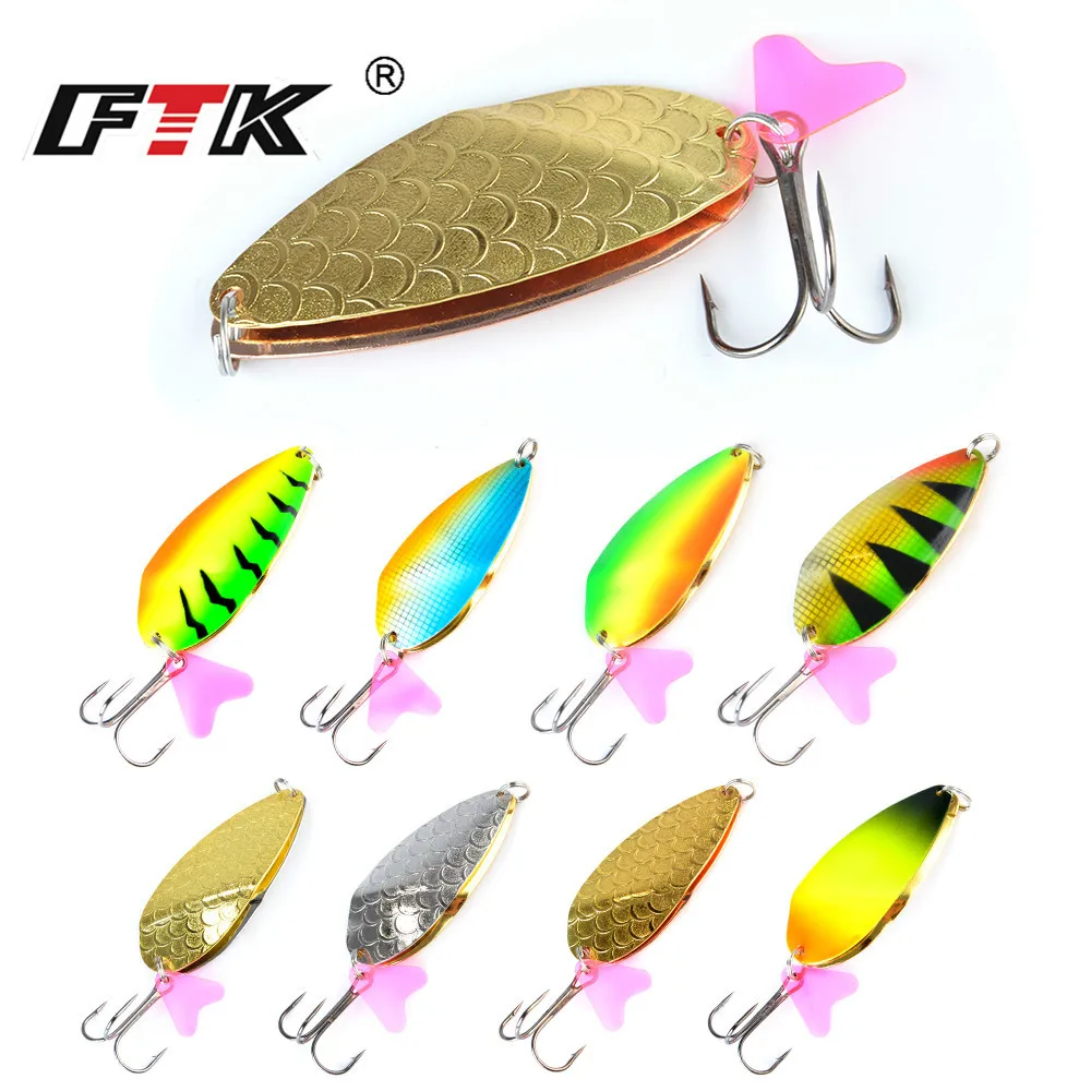 25 35G Gold Metal Spinner Spoon Bait Fishing Lure Double Wobblers For ...