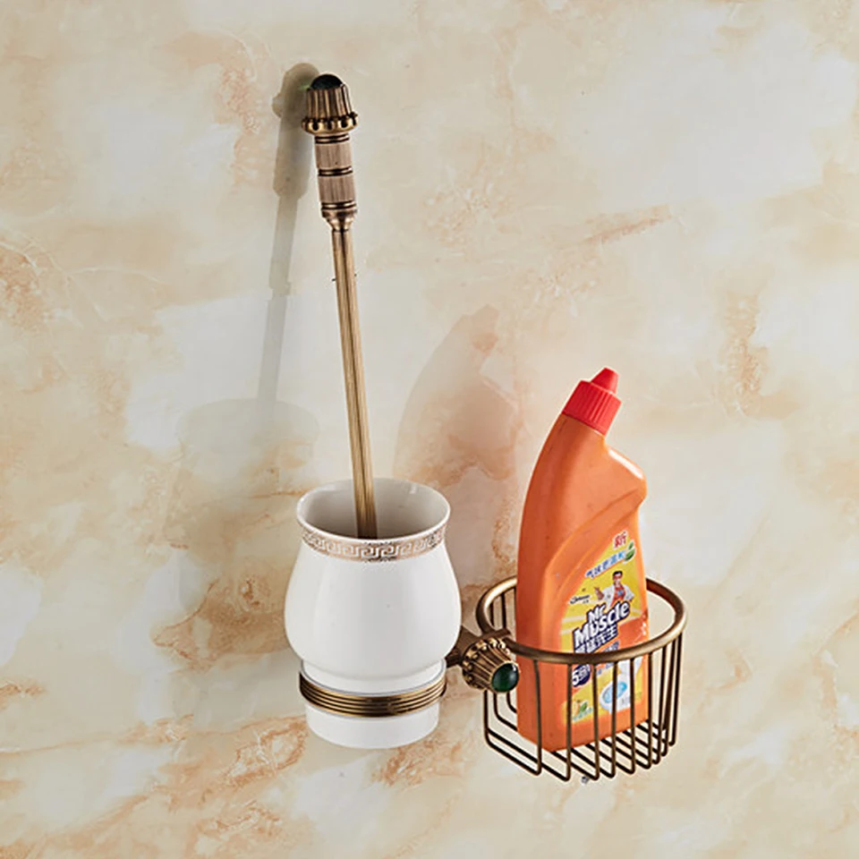 Toilet Brush Holder Antique Bronze Brass Wall Mounted Toilet Brushes