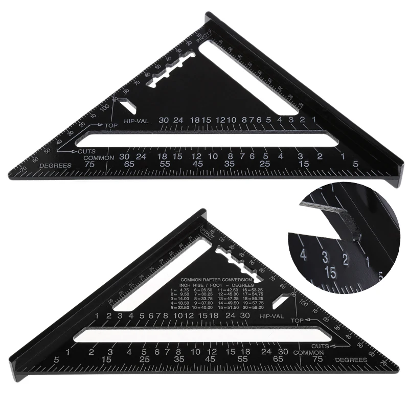 Aluminun Alloy Triangle Ruler Angle 90 Degrees Protractor 7 Inch Metric ...