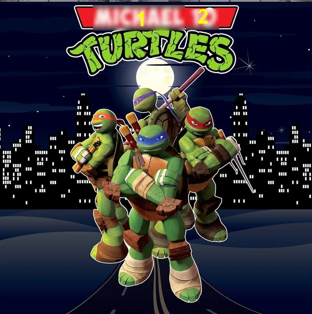custom turtles ninja turtle night sky full moon city skyline background ...