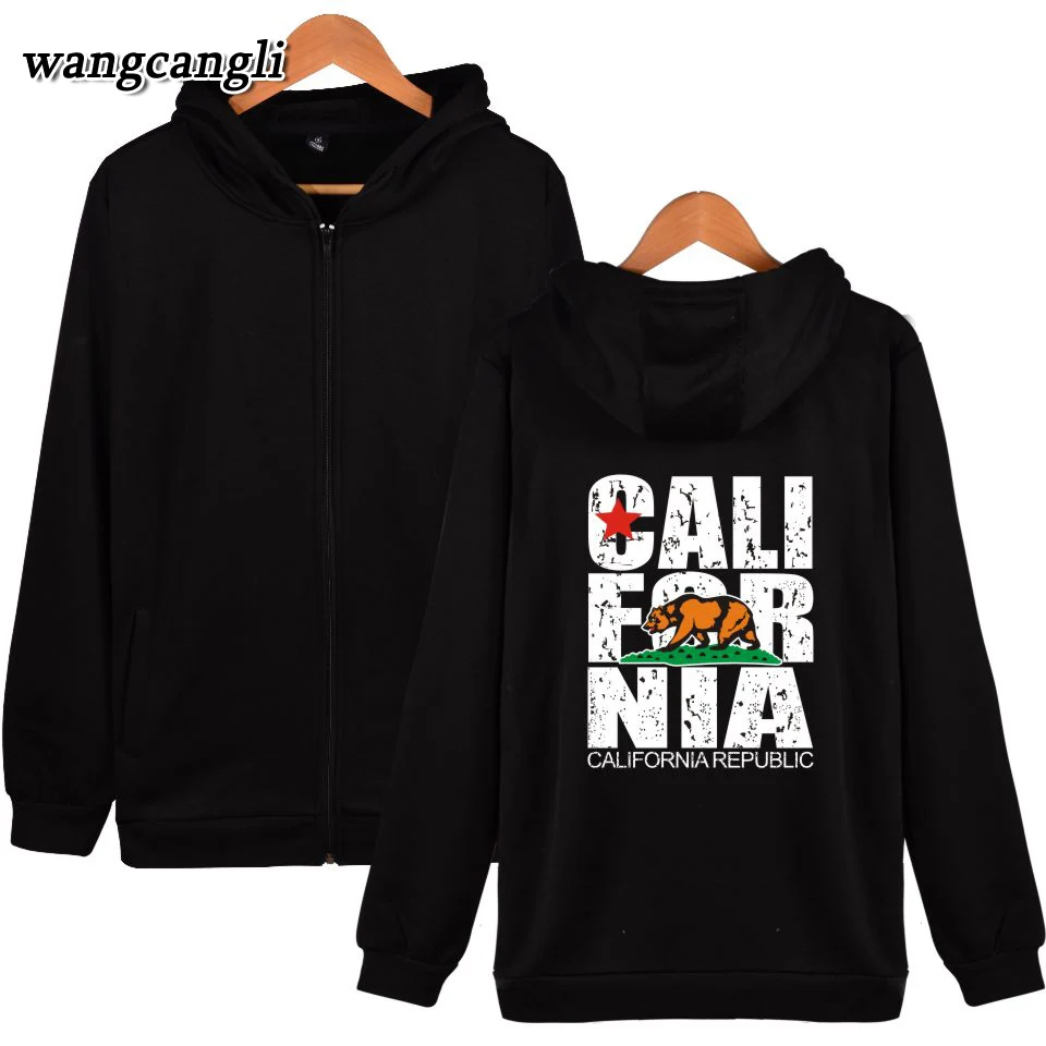 2017 California Flag Casual Hooded Women Hoodies Zipper Hip hop ...