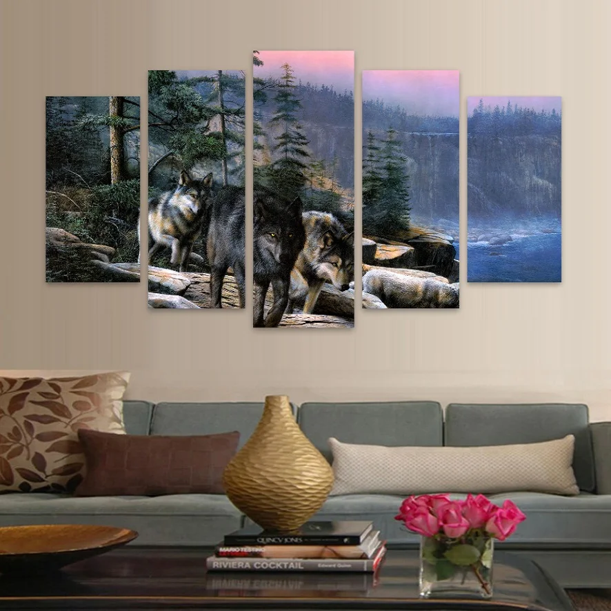 Wolves Nature Hd Canvas Wall Art Modular Paintings On The Wall ...