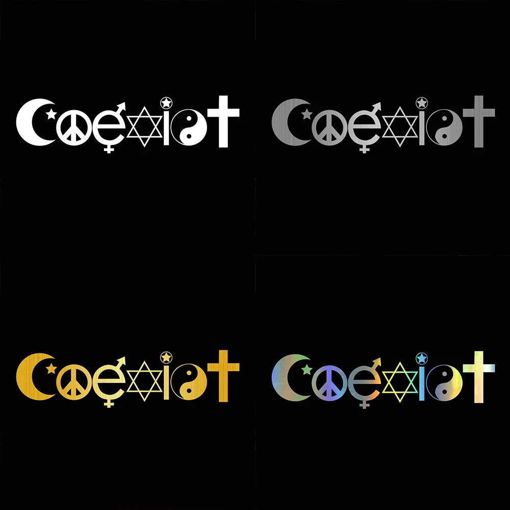 Cartoon COEXIST Graphic Design Creative Car Styling Words Sticker Vinyl ...