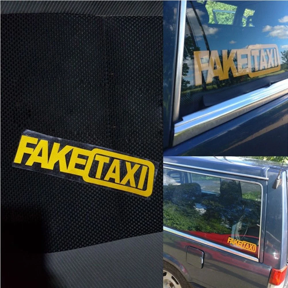 2pcs Universal Car Sticker FAKE TAXI Reflective Funny Car Sticker Car ...