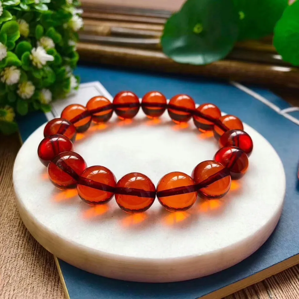 Genuine-Natural-Blood-Red-Amber-Gemstone-Round-Beads-12-5mm-Bracelets ...