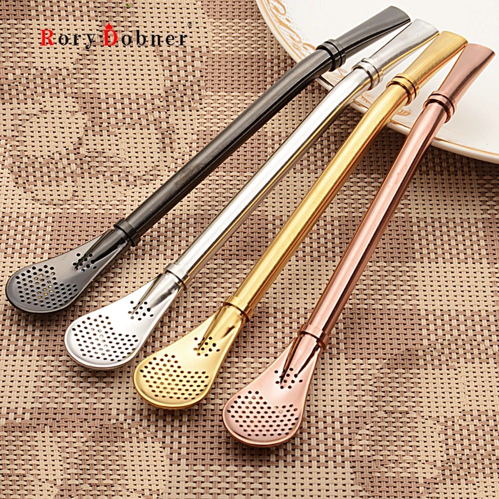 3pcs Straws Spoon Coffee Spoon 304 Stainless Steel Straw Juice Tea ...