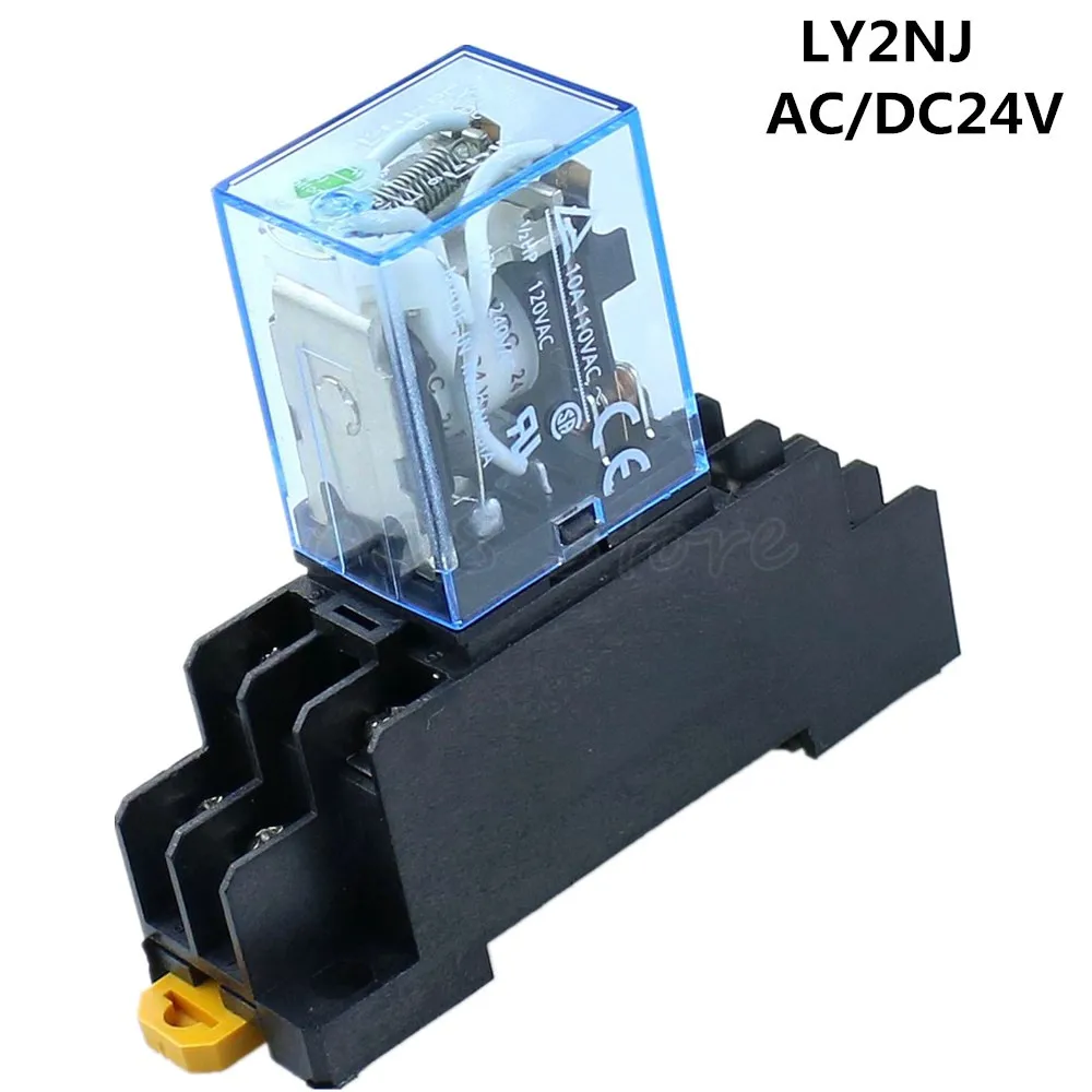 1Pcs Relay LY2NJ 24V DC/AC Small relay 10A 8PIN Coil DPDT With Socket Base|omron ly2nj|small ...