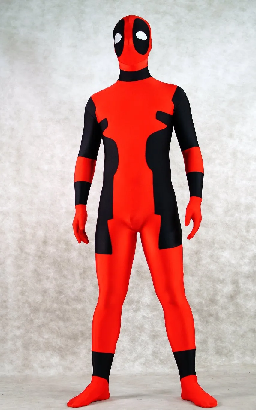 Hot Sale Red Adult Deadpool Zentai Cosplay Costume Lycra Full Body