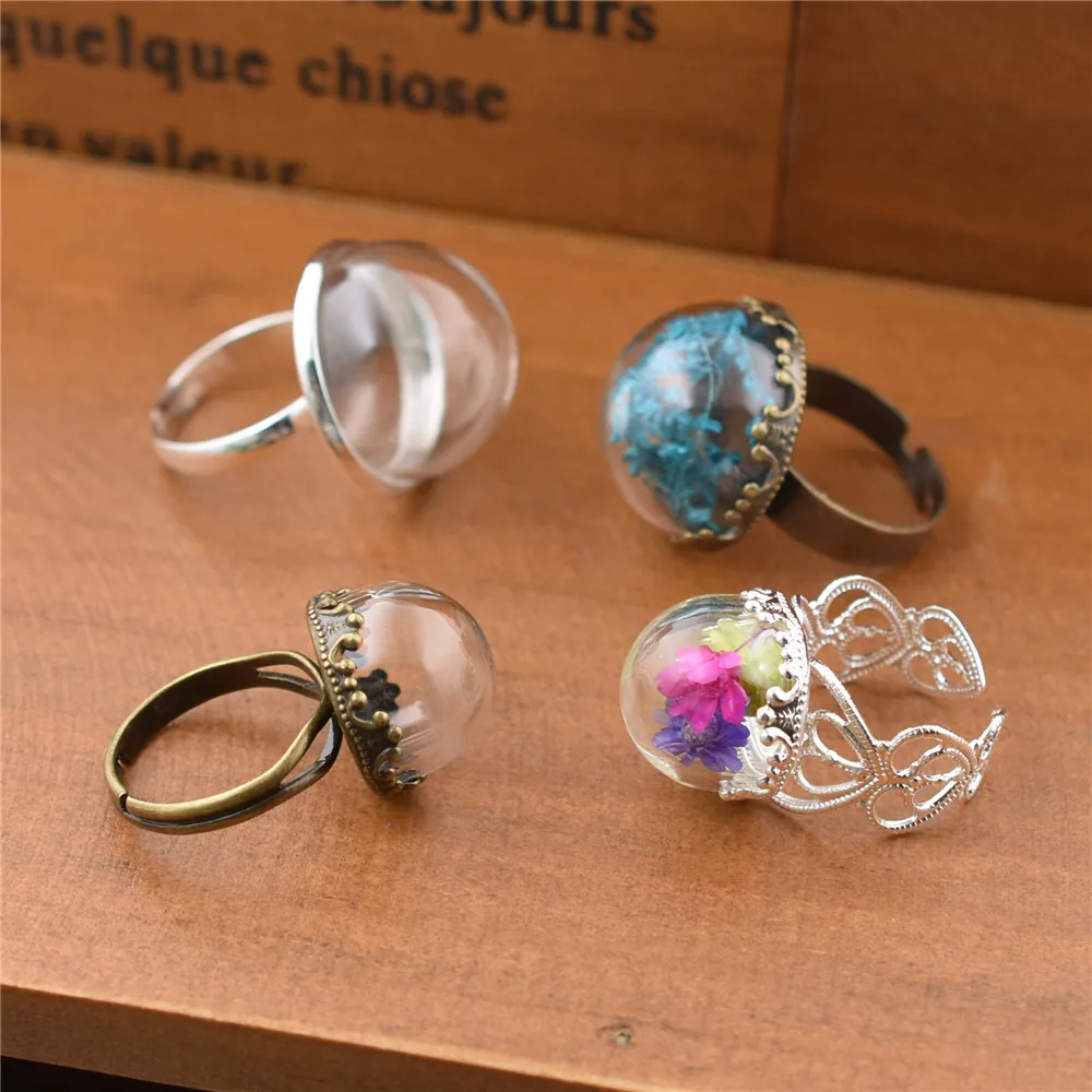 Bottle Glass Globe Rings | Globe Glass Jewelry Ring | Glass Jewelry ...