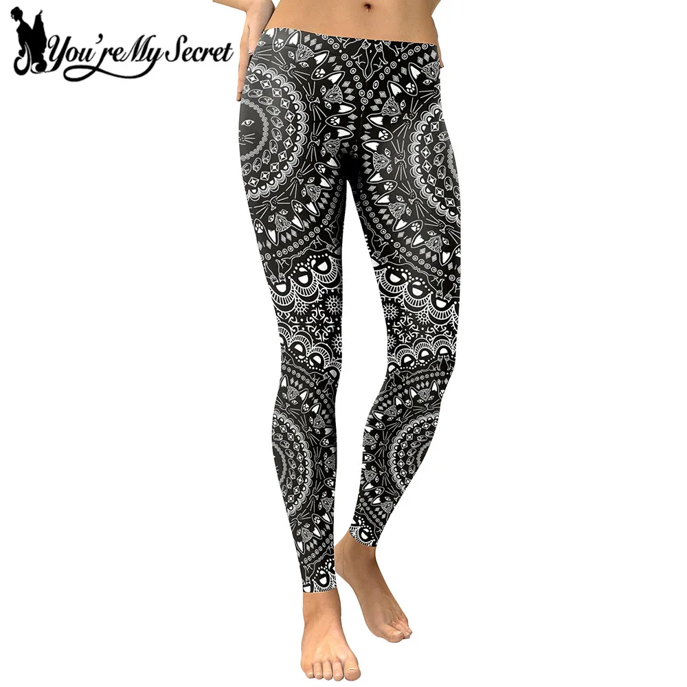 [youre My Secret] Bohemia Blacke Style Leggings Women Aztec Round