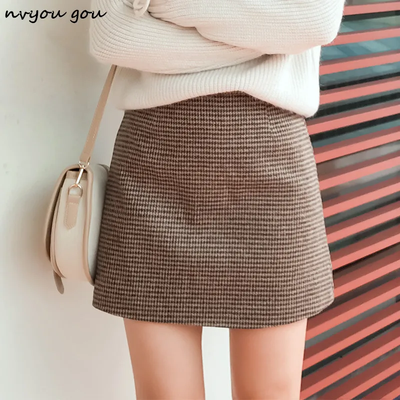Nvyou Gou Plaid Mini Pencil Skirt Sexy High Waist Casual Women Office