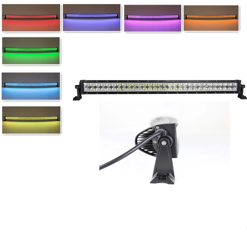 Curvado 180w 32 "offroad led light bars 18000lm rgb anel de auréola ...