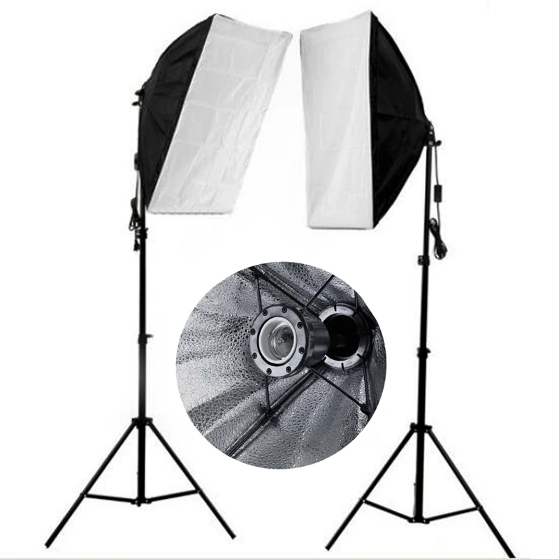 2x E27 Bulb Holder 50x70cm 20x28" Softbox Photo Studio Lighting Kit ...