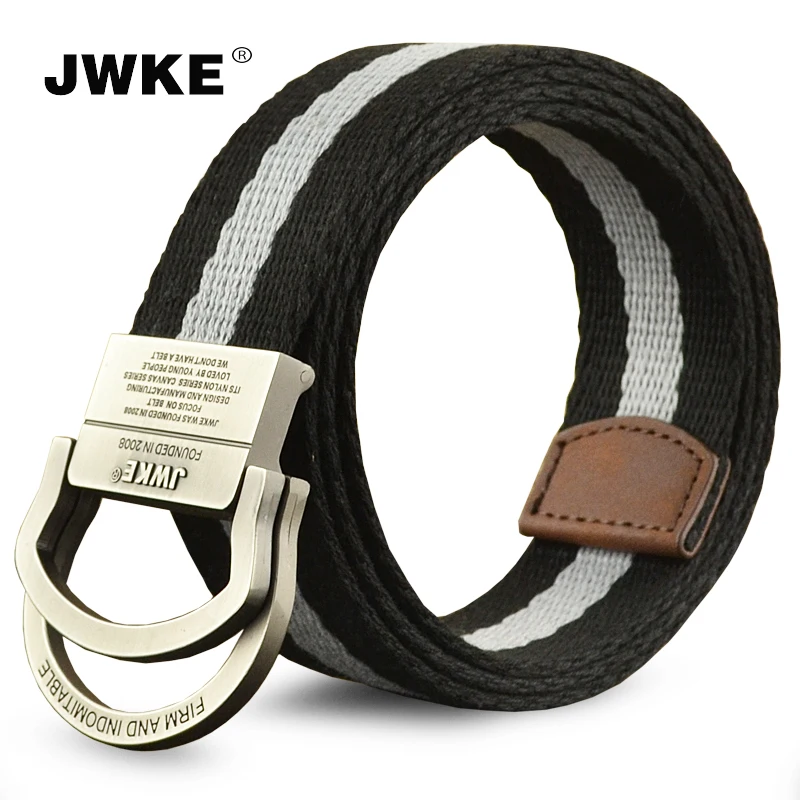 JWKE double buckle canvas belt men's casual fashion belt belt cloth ...