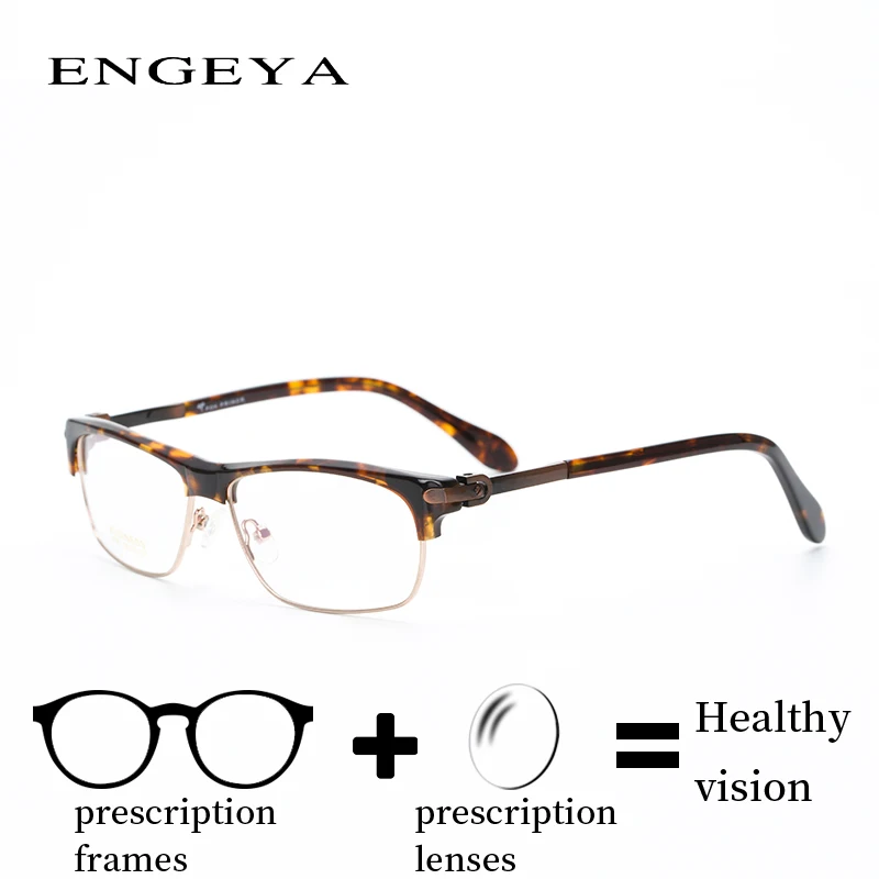 Acetate Alloy Men Glasses Myopia Hyperopia Fashion Clear Computer