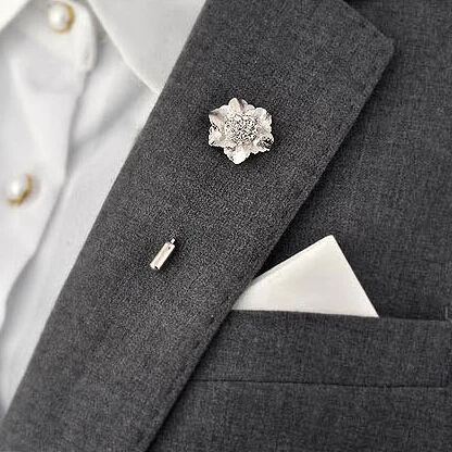 New Fashion Men Suit Accessories Crystal Flower Lapel Pin Christmas ...